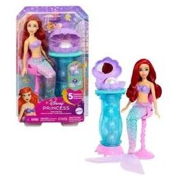 Mattel Disney Princess Schminkmuschel Meerjungfrau-Arielle-Modepuppe & Schminktisch mit 5 Pop-up-&Uuml;berraschungen