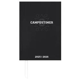 Neumann Campustimer Black - A6 Semester-Planer - Studenten-Kalender 2025/2026 - Notiz-Buch - schwarz - Weekly - Alpha Edition