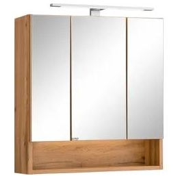 Spiegelschrank Welltime "Soria", braun (eichefarben), B:60cm H:64cm T:20cm, Schr&auml;nke, Spiegelschrank, mit LED Beleuchtung