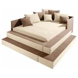 Polsterbett Maintal, braun (beige, cappuccino), H:72cm L:246cm, Betten, Polsterbett, Spielwiese oder Schlafplatz