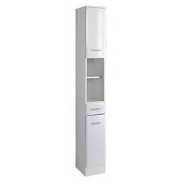 Hochschrank Welltime "Neapel", wei&szlig;, B:25cm H:190cm T:34cm, Holzwerkstoff, MDF, Schr&auml;nke, Hochschrank, Breite 25 cm, mit Hochglanzfronten und eleganter Fr&auml;sung