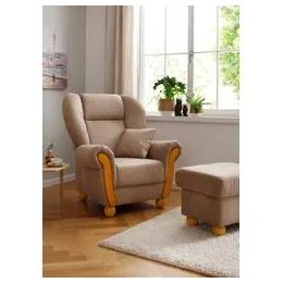 Loungesessel Home Affaire "Milano Vintage, Hochlehnsessel, Ohrensessel", beige, B:94cm H:106cm T:93cm, Sessel, hoher Sitzkomfort mit hoher R&uuml;ckenlehne, incl. Zierkissen