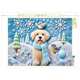 Calvendo Puzzle Winterzauber mit Hund Filzkunst 1000 Teile Lege-Gr&ouml;&szlig;e 64x48cm Foto-Puzzle f&uuml;r gl&uuml;ckliche Stunden