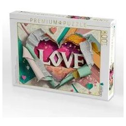 Calvendo Puzzle Buntes gerissenes Papier mit Herz und Text Love 1000 Teile Lege-Gr&ouml;&szlig;e 64x48cm Foto-Puzzle f&uuml;r gl&uuml;ckliche Stunden