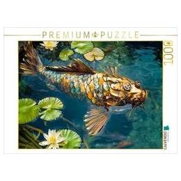 Calvendo Puzzle Metall-Koi im Teich: Stilvolle Gartendekoration f&uuml;r Wasserliebhaber 1000 Teile Lege-Gr&ouml;&szlig;e 64x48cm Foto-Puzzle f&uuml;r gl&uuml;ckliche Stunden