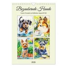 Bezaubernde Hunde. Unsere Freunde im lieblichen Aquarell-Stil (Wandkalender 2026 DIN A4 hoch), Calvendo Monatskalender