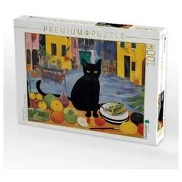 Calvendo Puzzle Katze sitzt auf Esstisch 1000 Teile Lege-Gr&ouml;&szlig;e 64x48cm Foto-Puzzle f&uuml;r gl&uuml;ckliche Stunden