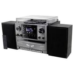 Soundmaster MCD5600SW Stereoanlage Plattenspieler, DAB+, UKW, Bluetooth&reg;, CD, Kassette, USB, 2 x 5 W Schwarz