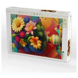 Calvendo Puzzle Bunter Fr&uuml;hlingsstrau&szlig; in einer stylischen Vase 1000 Teile Lege-Gr&ouml;&szlig;e 64x48cm Foto-Puzzle f&uuml;r gl&uuml;ckliche Stunden