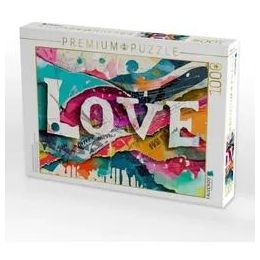 Calvendo Puzzle Abstrakt bunte Kunst mit Text Love 1000 Teile Lege-Gr&ouml;&szlig;e 64x48cm Foto-Puzzle f&uuml;r gl&uuml;ckliche Stunden