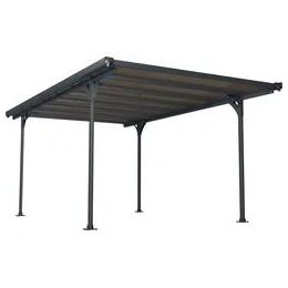 Einzelcarport PALRAM - CANOPIA "Verona", grau (anthrazit), B/H/T: 297cm x 210cm x 500cm, Carports, 6mm starke Polycarbonat-Stegplatten