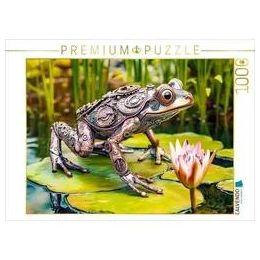 Calvendo Puzzle Metall-Frosch auf Seerose: Kreative Gartendeko mit Upcycling-Charme 1000 Teile Lege-Gr&ouml;&szlig;e 64x48cm Foto-Puzzle f&uuml;r gl&uuml;ckliche Stunden
