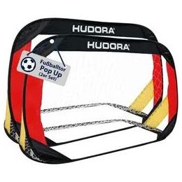 Hudora 76944 - Pop Up Fu&szlig;balltor (2er Set), schwarz/rot/gold, Ma&szlig;e: 120x80x80cm