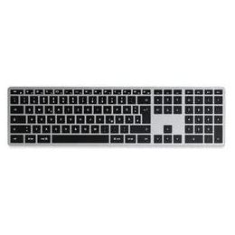 Satechi Slim X3 Bluetooth&reg; Tastatur Deutsch, QWERTZ Anthrazit Multimediatasten, mit numerischer Tastatur, Beleuchtet