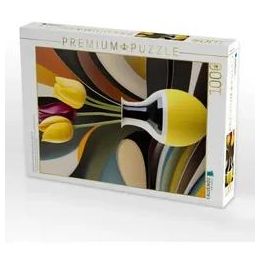 Calvendo Puzzle Bunte Tulpen in einer stylischen Vase, erstellt mit KI 1000 Teile Lege-Gr&ouml;&szlig;e 64x48cm Foto-Puzzle f&uuml;r gl&uuml;ckliche Stunden