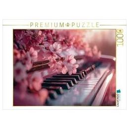 Calvendo Puzzle Symphonie im Fr&uuml;hling - Klavier und Kirschbl&uuml;ten 1000 Teile Lege-Gr&ouml;&szlig;e 64x48cm Foto-Puzzle f&uuml;r gl&uuml;ckliche Stunden