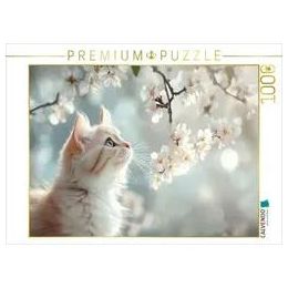 Calvendo Puzzle H&uuml;bsche Katze im Fr&uuml;hling 1000 Teile Lege-Gr&ouml;&szlig;e 64x48cm Foto-Puzzle f&uuml;r gl&uuml;ckliche Stunden