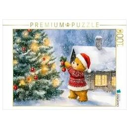 Calvendo Puzzle Teddy schm&uuml;ckt den Weihnachtsbaum 1000 Teile Lege-Gr&ouml;&szlig;e 64x48cm Foto-Puzzle f&uuml;r gl&uuml;ckliche Stunden