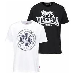 T-Shirt Lonsdale "DILDAWN", Herren, Gr. 4XL (68/70), schwarz-wei&szlig; (schwarz, wei&szlig;), Single Jersey, Obermaterial: 100% Baumwolle, unifarben, schmal h&uuml;ftlang, Rundhals, Shirts T-Shirt, Doppelpack
