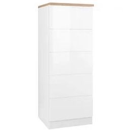 Vorratsschrank KOCHSTATION "KS-Virginia", wei&szlig; (wei&szlig; hochglanz, wotaneiche), B:60cm H:165cm T:60cm, Holzwerkstoff, MDF, Schr&auml;nke, Vorratsschrank, 60 cm breit, mit 5 Ausz&uuml;gen
