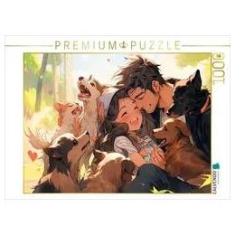 Calvendo Puzzle Lass sie uns alle mitnehmen - P&auml;rchen im Manga Style inmitten von Welpen 1000 Teile Lege-Gr&ouml;&szlig;e 64x48cm Foto-Puzzle f&uuml;r gl&uuml;ckliche Stunden