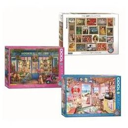 Eurographics Puzzle 3er-Pack (Books/FineArt/Ocean Cottage)