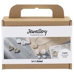 Creativ Company Mini Kreativ Set Schmuck, Ohrringe, Armband und, Halskette im Blumendesign, Beige, Hellbeige, Beige