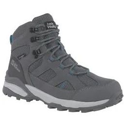 Wanderschuh Jack Wolfskin "TRAIL HIKER TEXAPORE MID W", Damen, Gr. 37,5, grau (grau, blau), Leder, Textil, Schuhe Wanderschuh, wasserdicht, Trekkingschuh