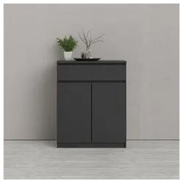 Kommode Inosign "Naia", schwarz, B:80,4cm H:100,4cm T:40cm, Holzwerkstoff, Sideboards, Kommode, abgerundete Schubladenkanten auf Metallgleiter, Breite 80,2 cm