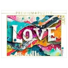 Calvendo Puzzle Abstrakt bunte Kunst mit Text Love 2000 Teile Lege-Gr&ouml;&szlig;e 90x67cm Foto-Puzzle f&uuml;r gl&uuml;ckliche Stunden