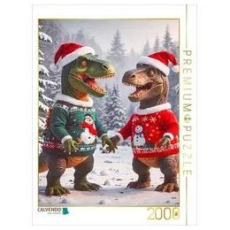 Calvendo Puzzle Zwei Dinos haben Spa&szlig; im weihnachtlichen Schnee 2000 Teile Lege-Gr&ouml;&szlig;e 90x67cm Foto-Puzzle f&uuml;r gl&uuml;ckliche Stunden
