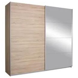 Schwebet&uuml;renschrank Rauch "Quadra", braun (struktureichefarben hell, spiegel), B:271cm H:210cm T:62cm, Holzwerkstoff, Schr&auml;nke, Schwebet&uuml;renschrank, inkl. Schubkasteneinsatz und zus&auml;tzlichen Einlegeb&ouml;den
