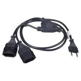 Akyga Strom Anschlusskabel [1x Euro-Kupplung - 2x Euro-Stecker] 1.20m Schwarz