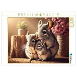 Calvendo Puzzle Chinchilla Mutter und zwei Jungtiere 1000 Teile Lege-Gr&ouml;&szlig;e 64x48cm Foto-Puzzle f&uuml;r gl&uuml;ckliche Stunden