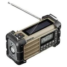 Sangean MMR-99 FM Desert Outdoorradio UKW Notfallradio, Bluetooth&reg; Solarpanel, spritzwassergesch&uuml;tzt, staubdicht, Taschenlampe Braun