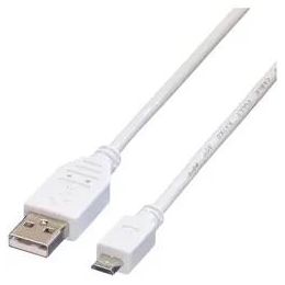 Value USB-Kabel USB 2.0 USB-A Stecker, USB-Micro-B Stecker 3.00m Wei&szlig; Geschirmt 11.99.8755