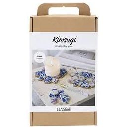 Creativ Company Kreativ Set Kintsugi, Untersetzer, Blau, Gold, Rosa, Wei&szlig;