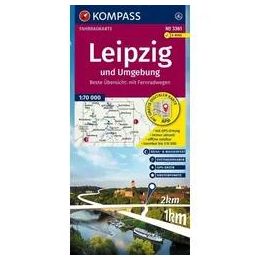 KOMPASS Fahrradkarte 3361 Leipzig und Umgebung mit Knotenpunkten 1:70.000