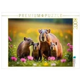 Calvendo Puzzle Familie Wasserschwein auf bunter Blumenwiese 2000 Teile Lege-Gr&ouml;&szlig;e 90x67cm Foto-Puzzle f&uuml;r gl&uuml;ckliche Stunden