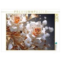 Calvendo Puzzle Elegante Rosen in wei&szlig; und gold 2000 Teile Lege-Gr&ouml;&szlig;e 90x67cm Foto-Puzzle f&uuml;r gl&uuml;ckliche Stunden