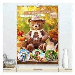Calvendo Teddy Abenteur - Ein Jahr mit geh&auml;kelten Freunden (hochwertiger Premium Wandkalender 2026 DIN A2 hoch), Kunstdruck in Hochglanz