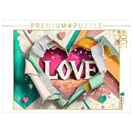 Calvendo Puzzle Buntes gerissenes Papier mit Herz und Text Love 2000 Teile Lege-Gr&ouml;&szlig;e 90x67cm Foto-Puzzle f&uuml;r gl&uuml;ckliche Stunden
