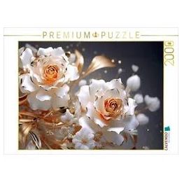 Calvendo Puzzle Wei&szlig;goldene Rosen wie aus Porzellan 2000 Teile Lege-Gr&ouml;&szlig;e 90x67cm Foto-Puzzle f&uuml;r gl&uuml;ckliche Stunden