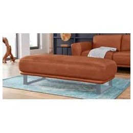 Hocker W.Schillig "montanaa", braun (cognac z69), B:141cm H:42cm T:61cm, Hocker, Hocker, mit Metallkufen in Chrom gl&auml;nzend, Breite 141 cm