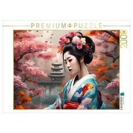 Calvendo Puzzle Geisha im Fr&uuml;hling mit Tempel im Hintergrund 2000 Teile Lege-Gr&ouml;&szlig;e 90x67cm Foto-Puzzle f&uuml;r gl&uuml;ckliche Stunden