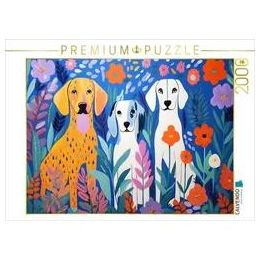 Calvendo Puzzle Drei Hunde sitzen zwischen Blumen im Garten 2000 Teile Lege-Gr&ouml;&szlig;e 90x67cm Foto-Puzzle f&uuml;r gl&uuml;ckliche Stunden
