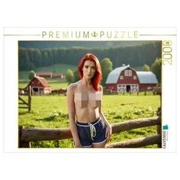 Calvendo Puzzle Nackte Frau mit Busen am Bauernhof in l&auml;ndlicher Idylle 2000 Teile Lege-Gr&ouml;&szlig;e 90x67cm Foto-Puzzle f&uuml;r gl&uuml;ckliche Stunden