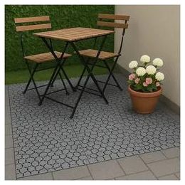 HTI-Living Kunststoff Bodenplatten 4er Set 30 x 30 cm Stecksystem wetterfest f&uuml;r Terrasse und Balkon