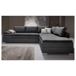 Ecksofa Home Affaire "Night & Day L-Form, B: 324 cm, Dauer-Schlaffunktion und Armlehne", grau (hellgrau), B:324cm H:95cm T:218cm, Struktur ( 100% Polyester);Luxus-Microfaser (100% Polyester), Sofas, Ecksofa, Bettfunktion & Bettkasten, Boxspringbett 180x200 cm, Topseller