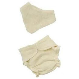 Heless Puppen-Babyset mit Stoffwindel und L&auml;tzchen aus 100 % Bio-Baumwolle, ecru, 2-tei